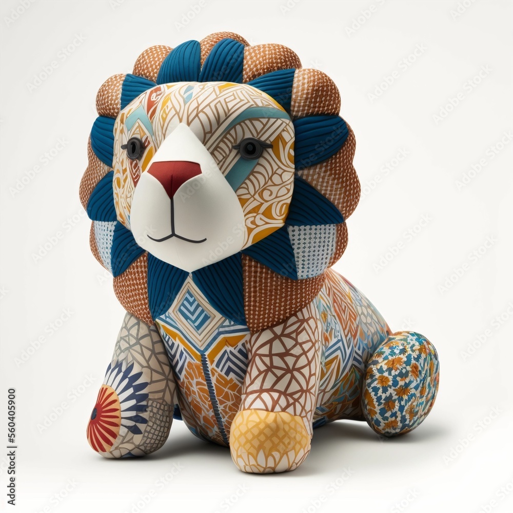 Photorealistic illistration of a stuffed animal toy lion inspired by ...
