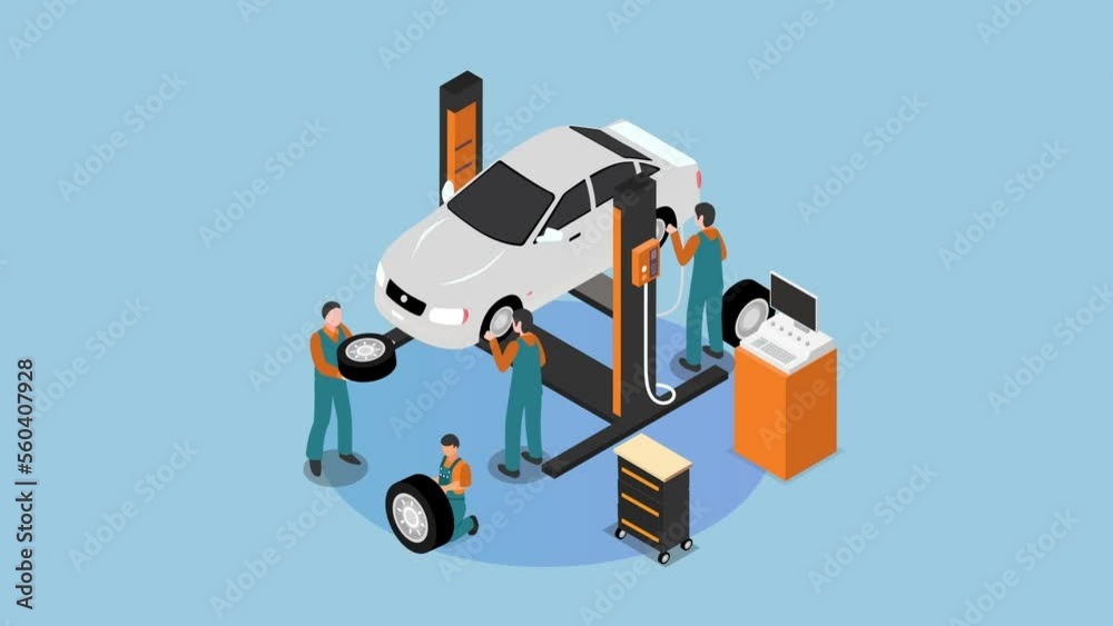 Vidéo Stock Automechanic - Service and repair of the car 3d animation ...