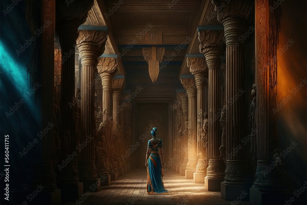 Ancient Egyptian Temple of Gods. An ancient temple with high columns ...