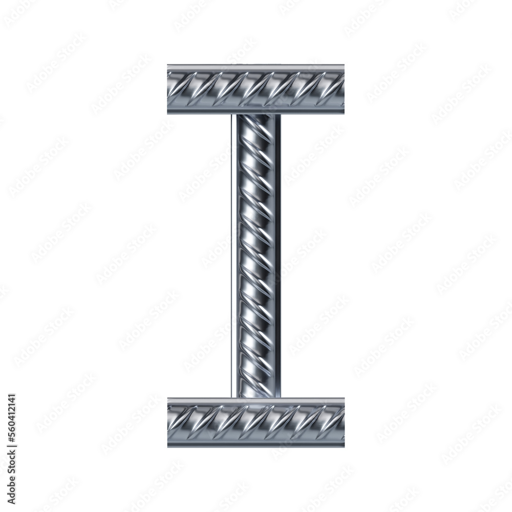 Letter i. font from construction rebar. 3D render Stock Illustration ...