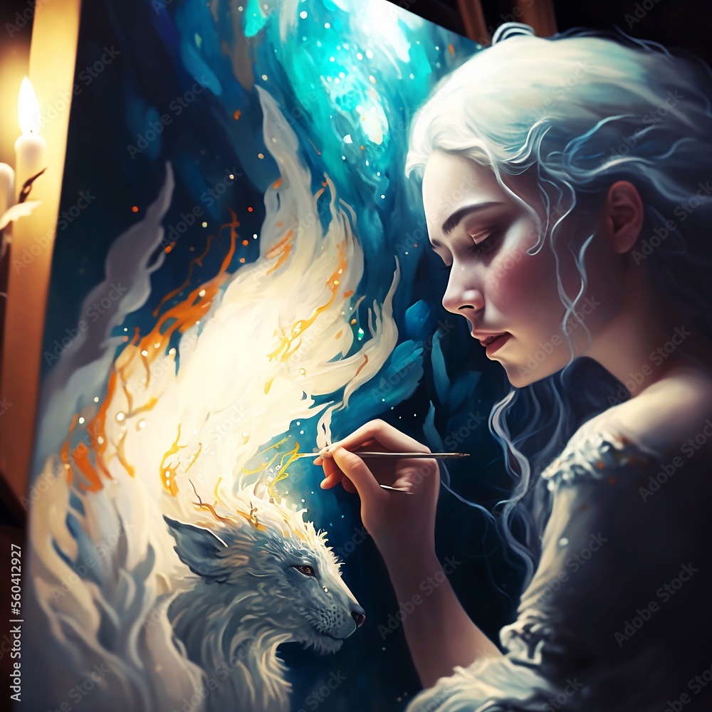 Portrait drawing a oil painting Stock Illustration | Adobe Stock