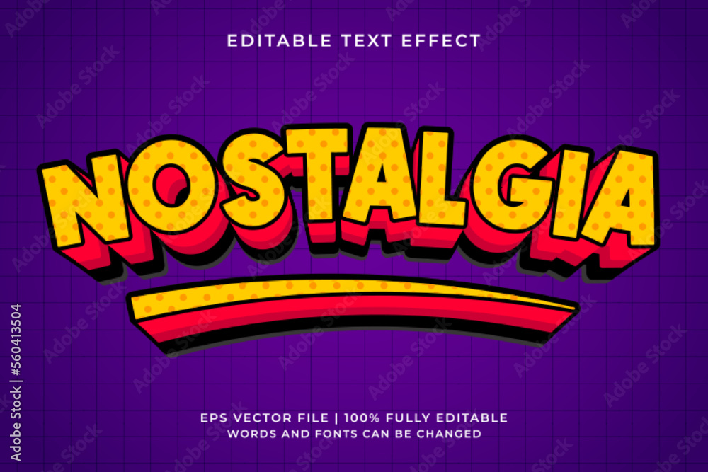 Nostalgia text effect - Editable vintage and retro old school cartoon ...