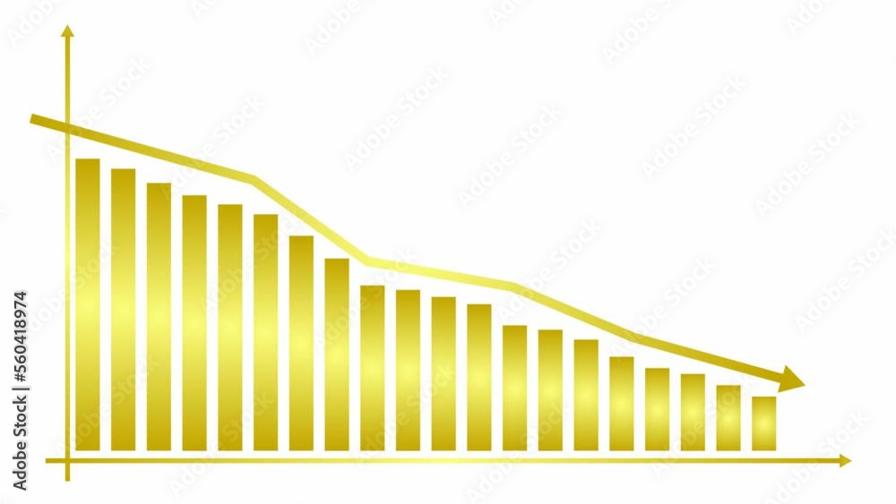 Vidéo Stock Animated golden chart of financial decline with a trend line chart. Economic crisis ...