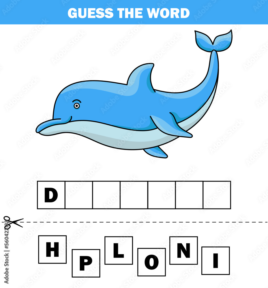 Education game for children guess the word letters practicing of cute ...