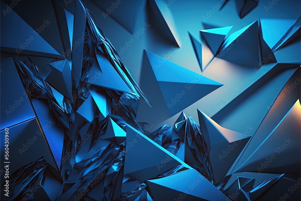 a blue abstract background with many shiny shapes and lines of varying ...