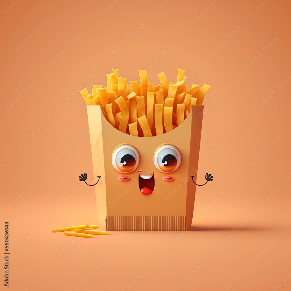 Cute French Fry Character (Generative AI) Stock Illustration | Adobe Stock