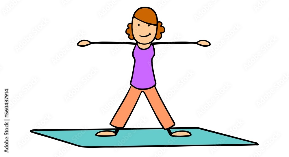 Woman in star pose doing yoga Stock Illustration | Adobe Stock