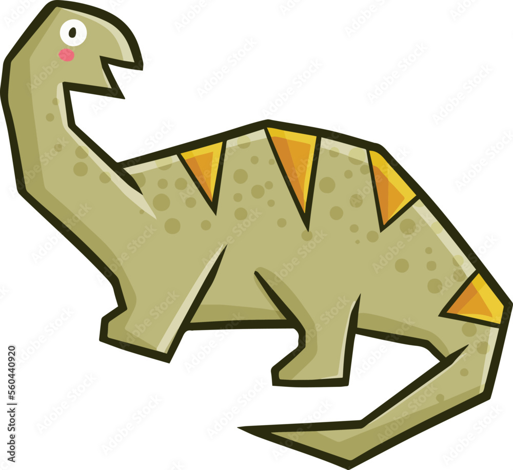 Cute and funny brachiosaurus cartoon illustration Stock Vector | Adobe ...