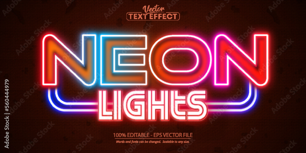 Neon glowing text effect, editable neon light text style isolated on ...