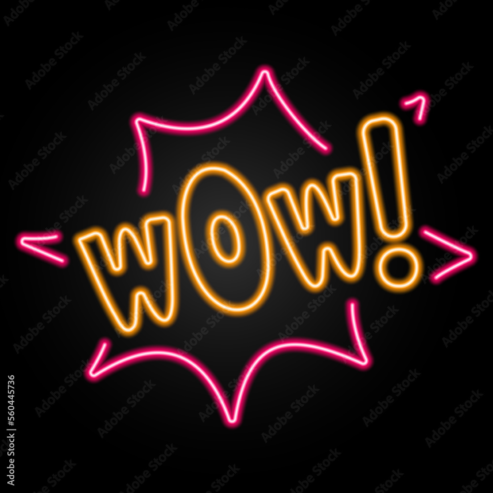 wow neon sign, modern glowing banner design, colorful modern design ...