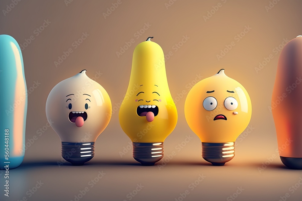 Iconic emoji representations of humorous light bulbs. Generative AI ...