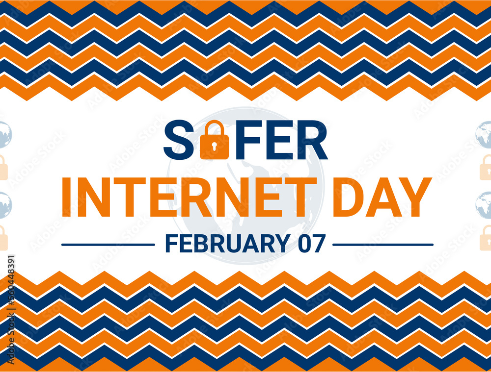 Safer Internet Day Wallpaper with lock and traditional border design ...