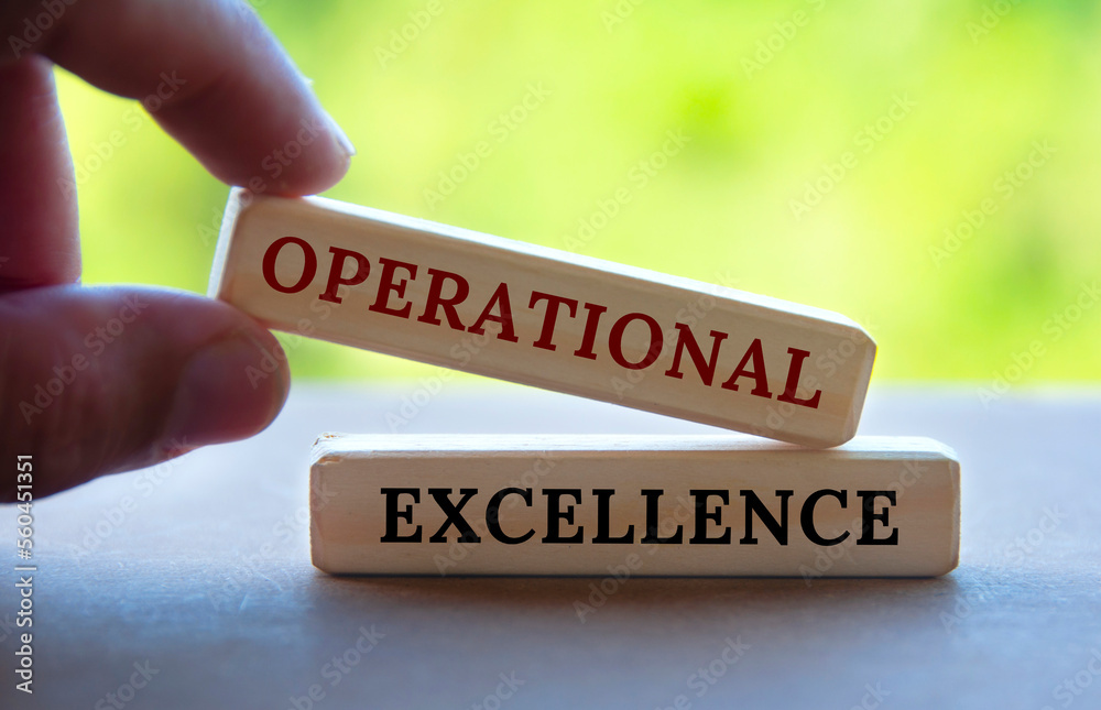 Operational excellence text on wooden blocks. Business strategy concept ...