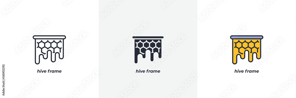 hive frame icon. Line, solid and filled outline colorful version ...