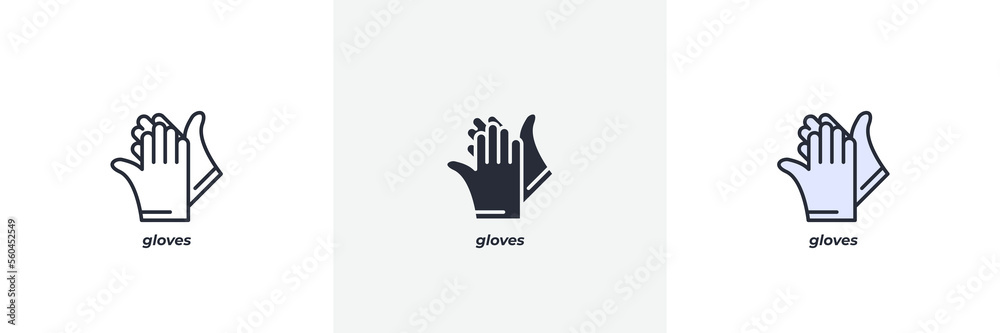 gloves icon. Line, solid and filled outline colorful version, outline ...