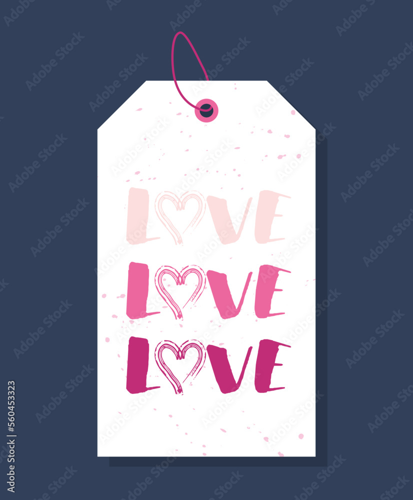 Hand drawn vector Valentine’s Day gift tag. Love and romance tag ...