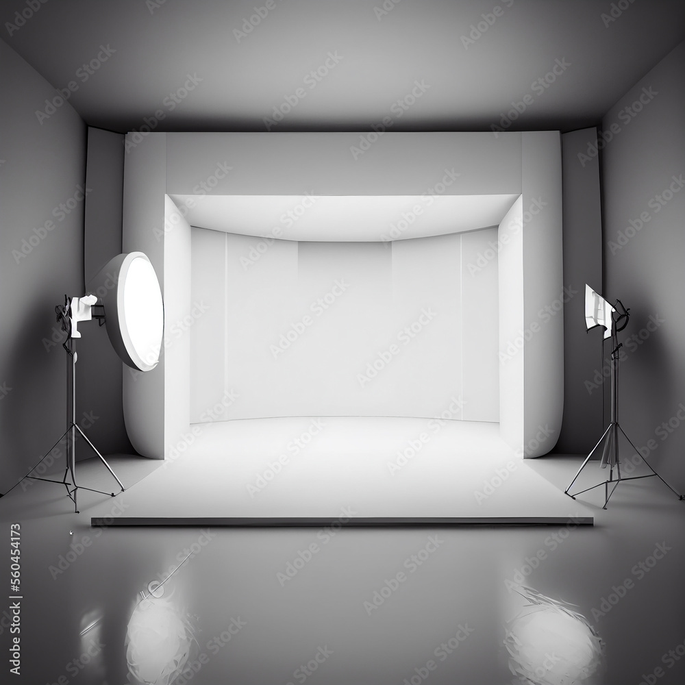 White studio room background with spotlight on. Illustrator Generative ...