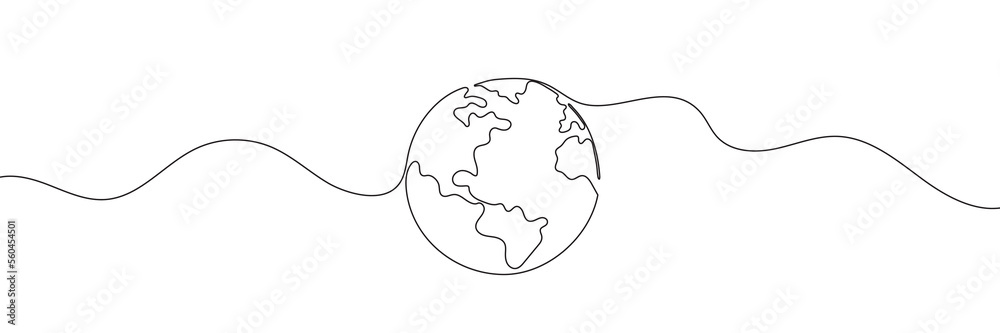 Earth one line drawing. Continuous line Globe. Vector illustration ...