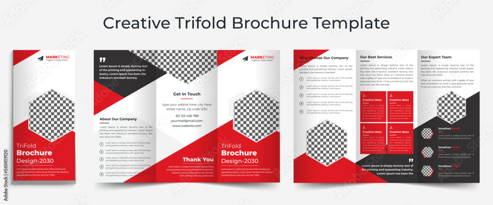 Business trifold leaflet brochure template design, Professional ...