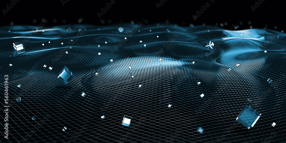 futuristic square net background Abstract digital landscape with ...