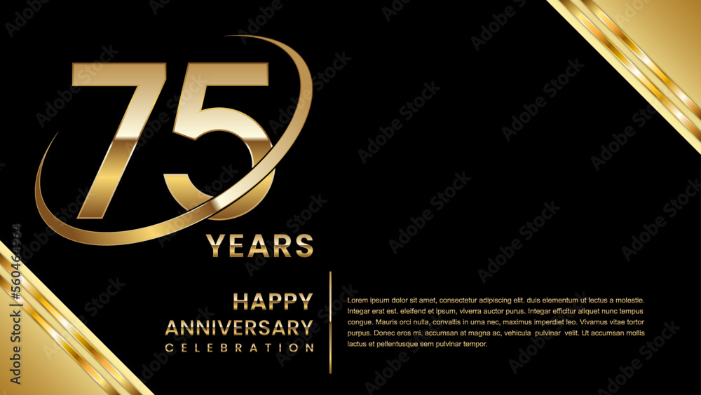 75th Anniversary Celebration. Template design with gold color for ...