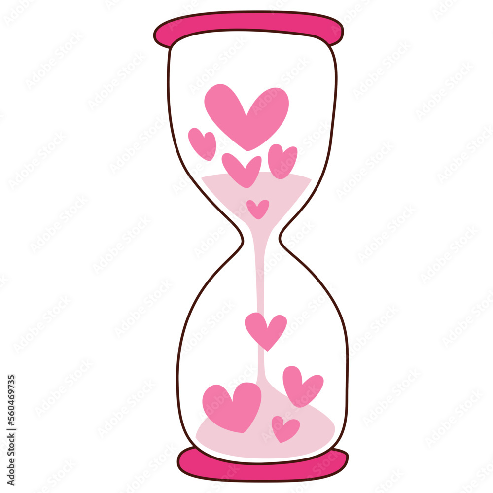 Hourglass and heart, time of love. couple's duration. Cute hourglass ...