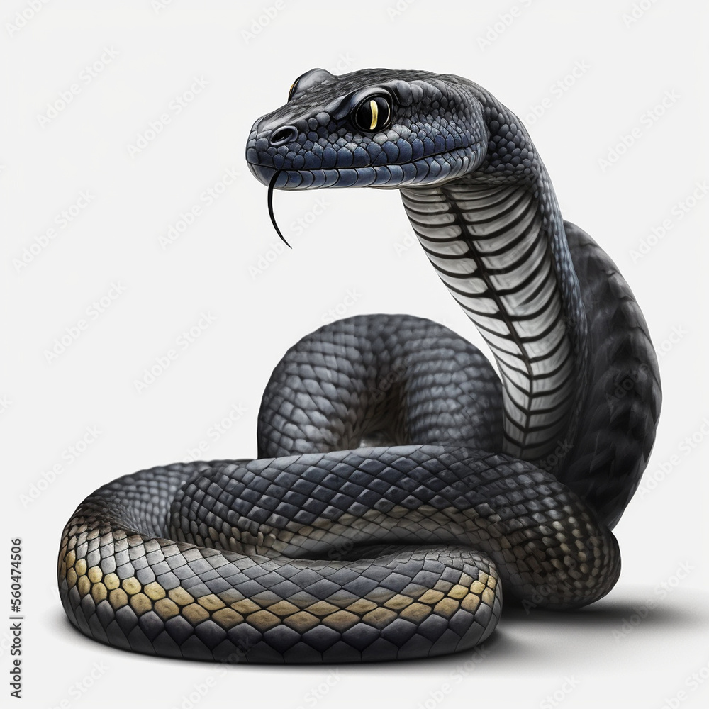 Black Mamba full body image with white background ultra realistic Stock ...