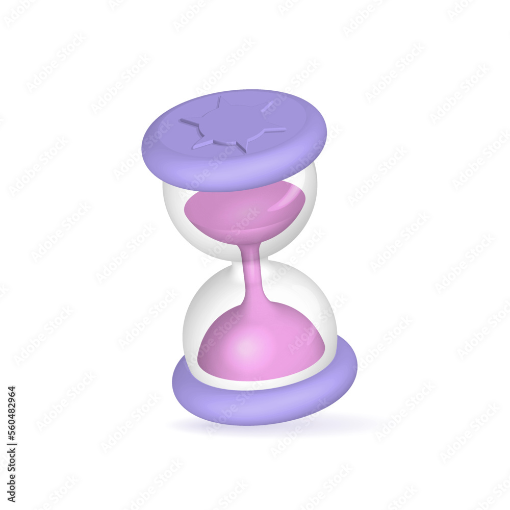 Time clock isolared render icon. Sand clock element. Realistic 3d ...