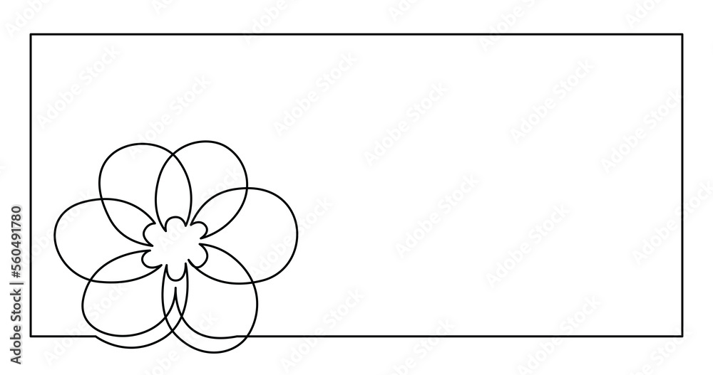 continuous line drawing of flower greetings card design - PNG image ...