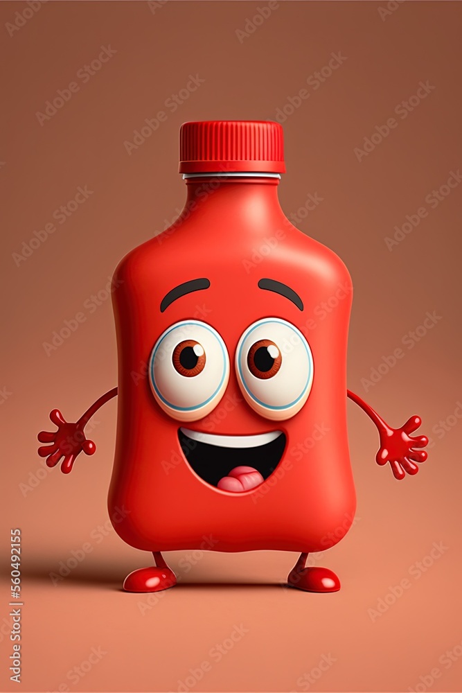 Cute Happy Ketchup Bottle (Generative AI) Stock Illustration | Adobe Stock