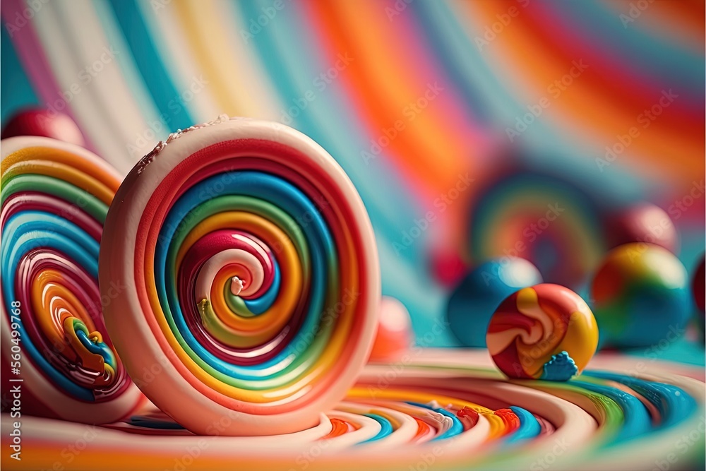 a colorful candy candy with swirls on it's sides and a candy bar in the ...