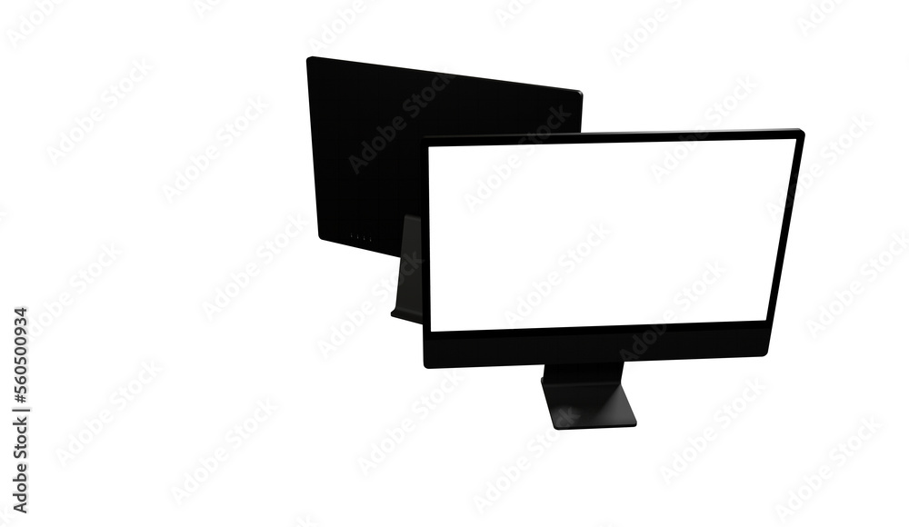 Computer monitor display with empty screen isolated on transparent ...