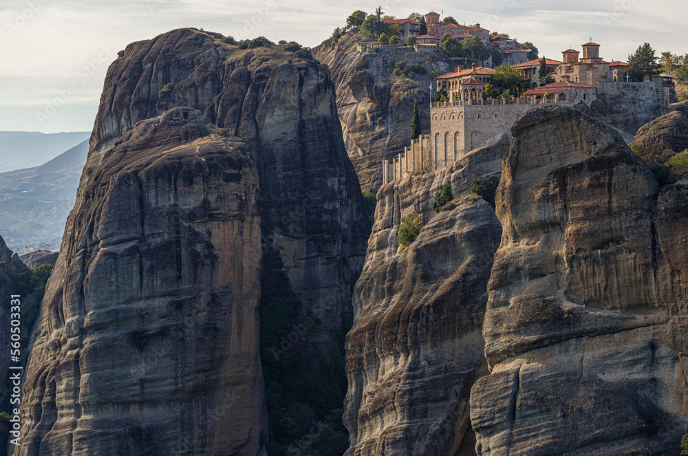Monasteries of Varlaam and Great Meteoron on the cliffs of Meteora ...