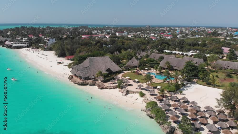 Zanzibar beaches and turquoise water shot by drone in Tanzania, East ...