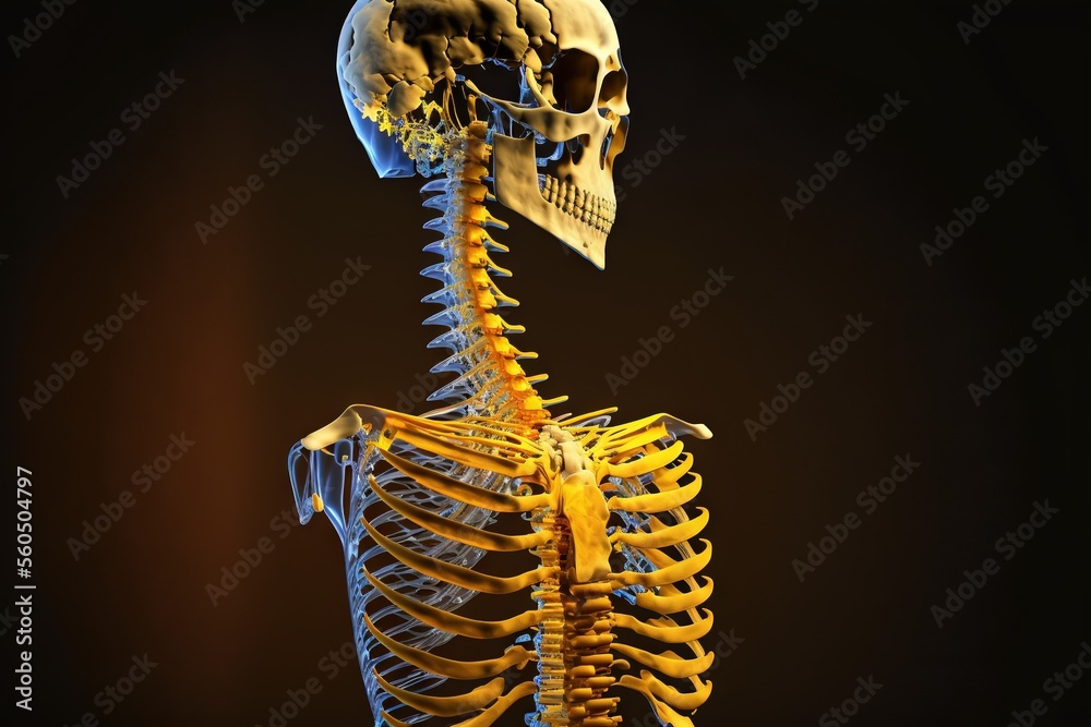 a skeleton with a skeleton's back and ribs showing the bones and the ...