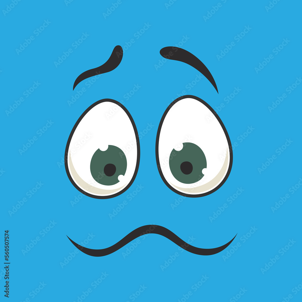 Emoticon with questioning facial expression vector illustration. Eyes ...