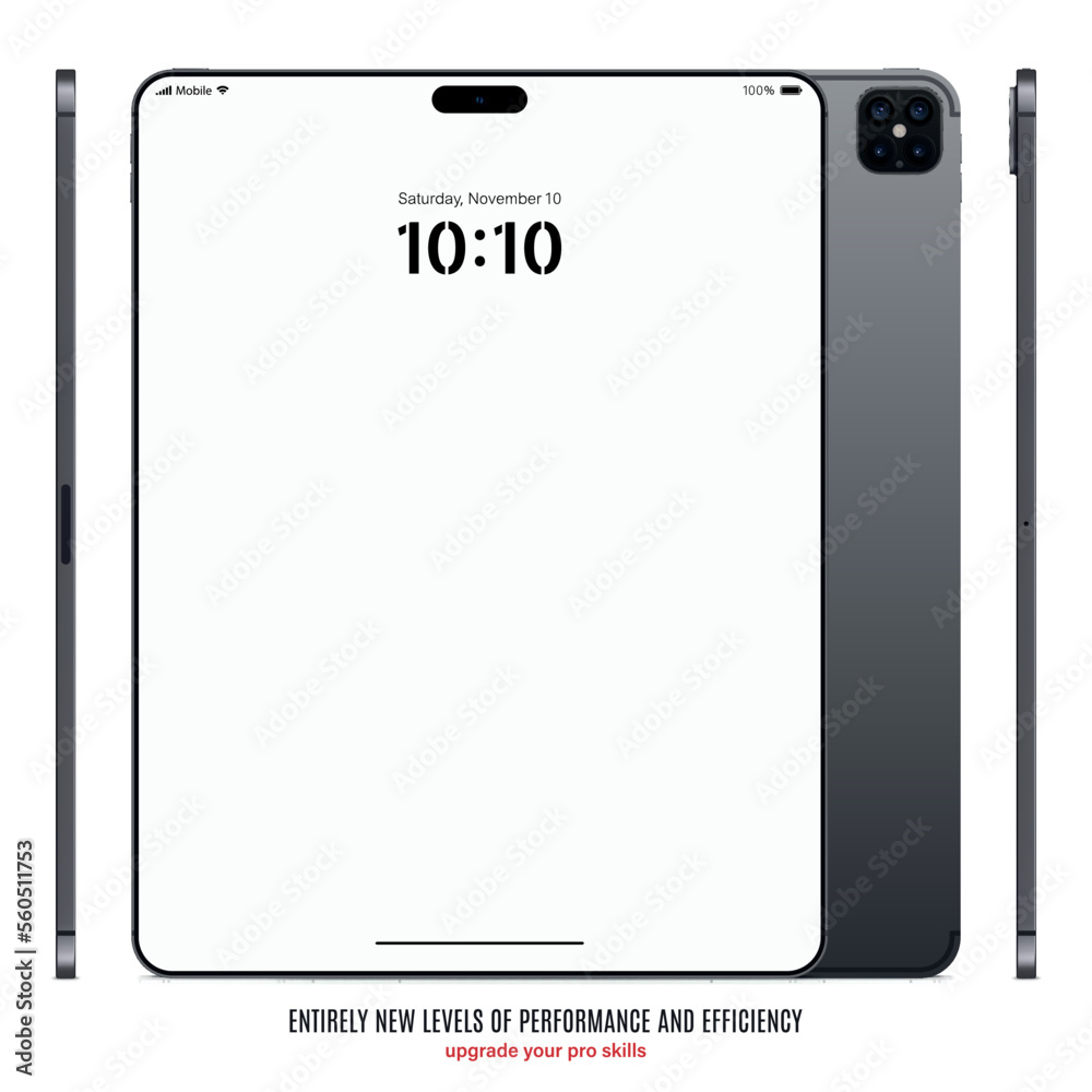 new frameless tablet grey color with blank touch screen saver front ...