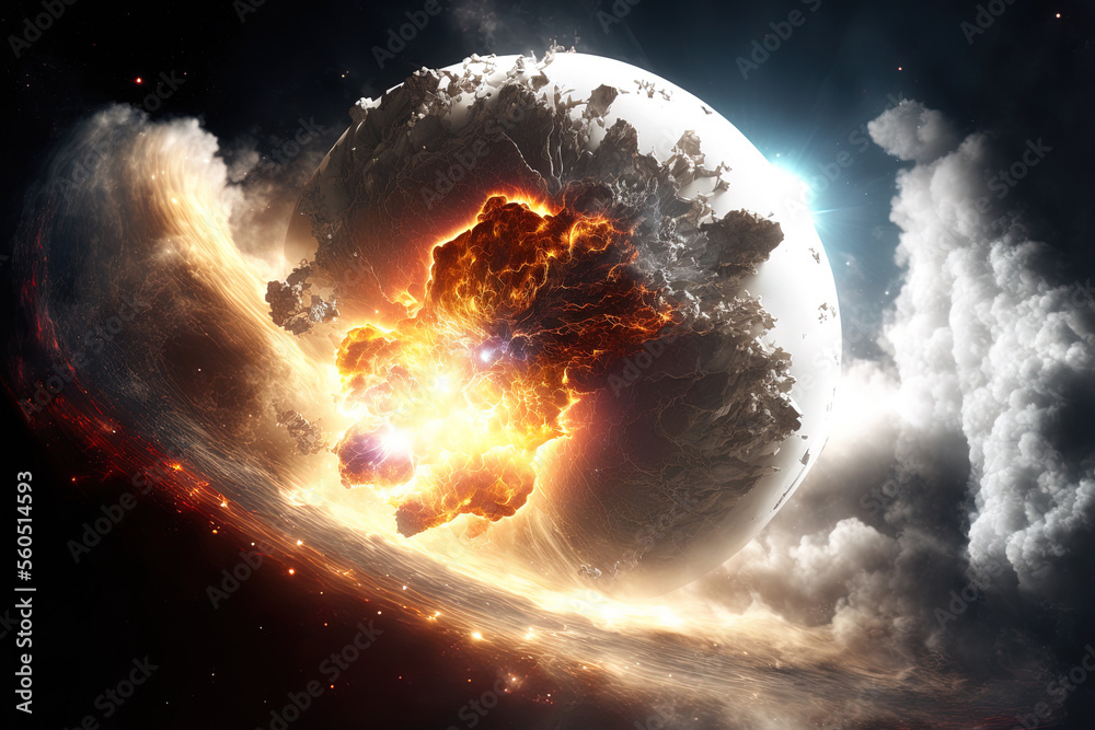 Fictional hydrogen nebula, a white earth cloud, a deep star concept ...