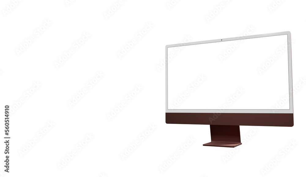 Computer monitor display with empty screen isolated on transparent ...