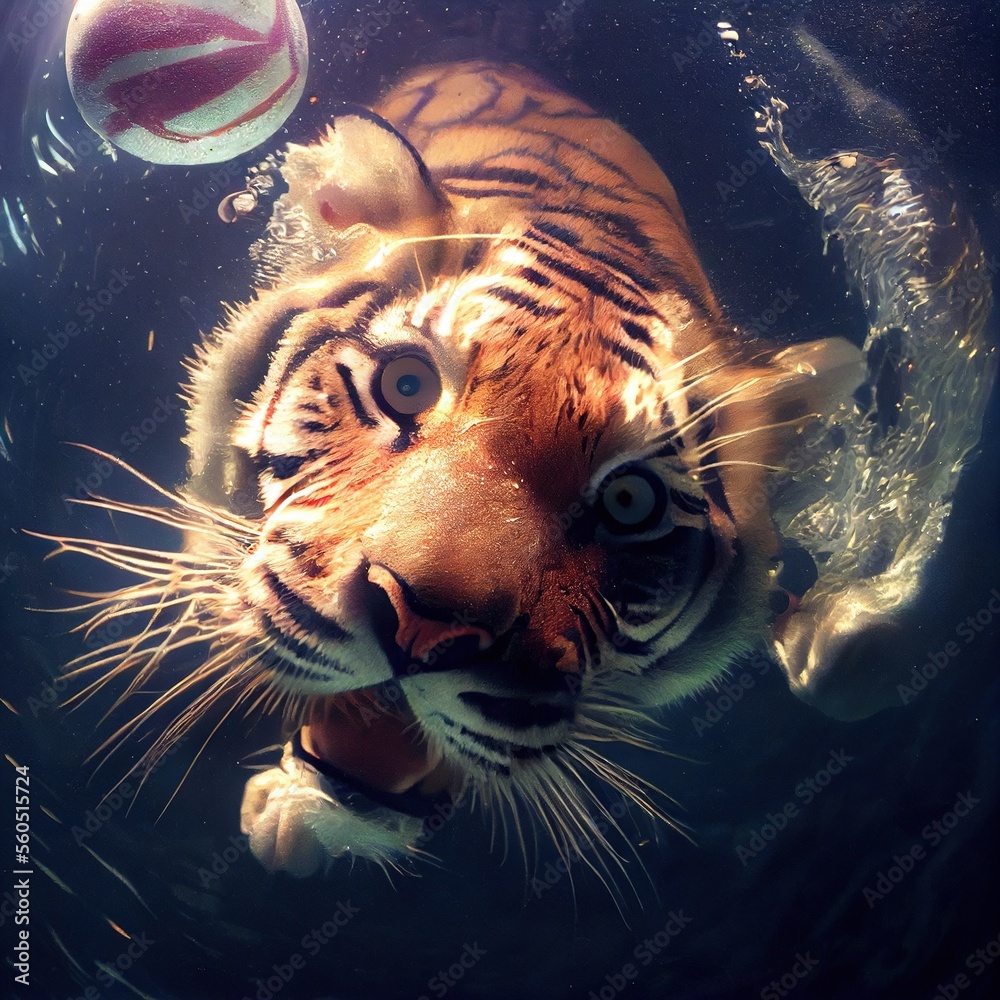 Portrait of a beautiful formidable tiger. A snarling, predatory tiger ...