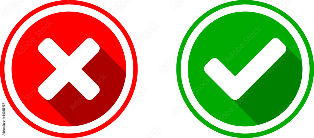 Yes and No or Right and Wrong or Approved and Declined Icons with Check ...