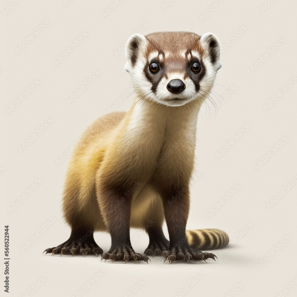 Black-Footed Ferret full body image with white background ultra ...