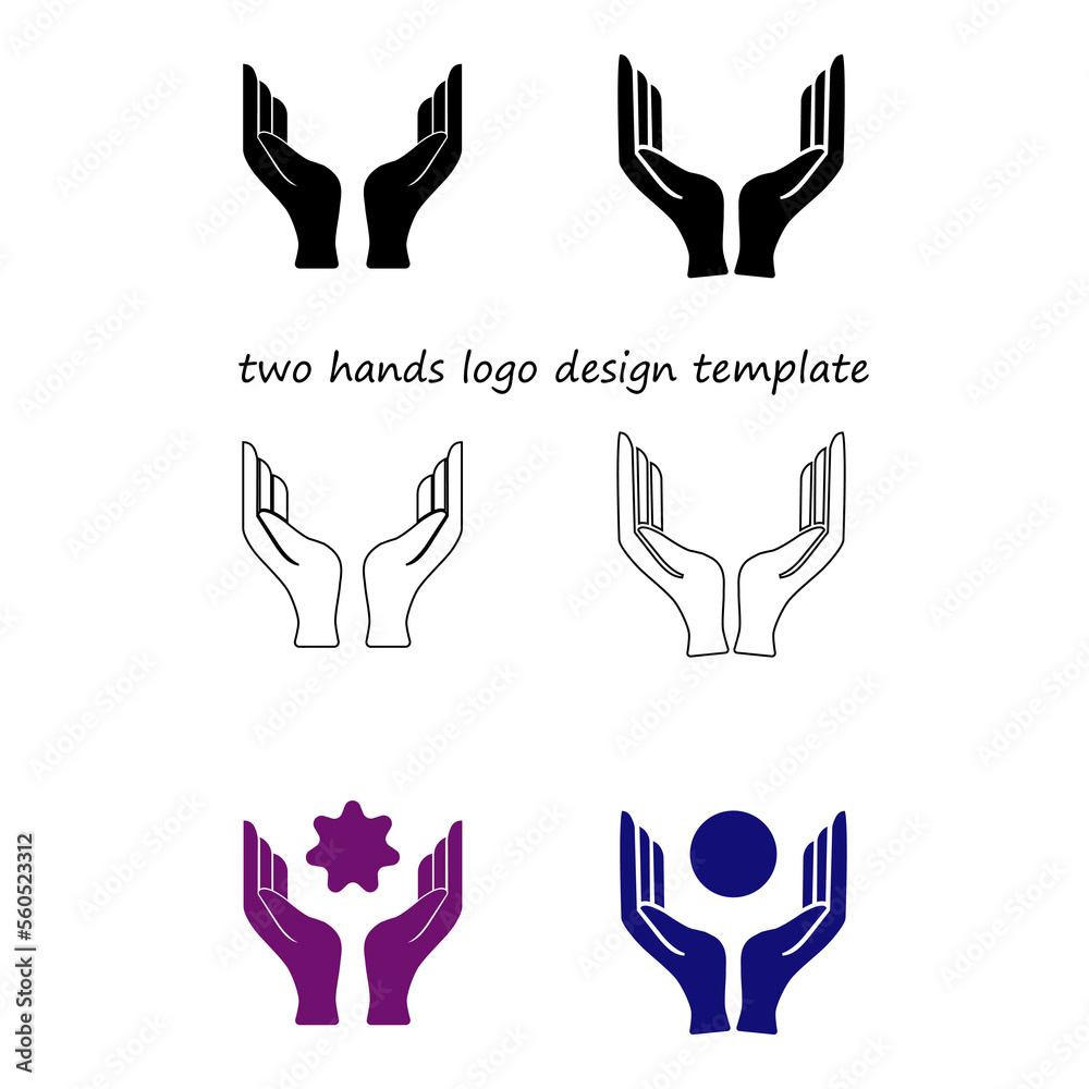 two hands logo design template. symbol, icon two outstretched palms ...