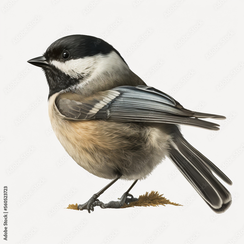 Black-Capped Chickadee full body image with white background ultra ...