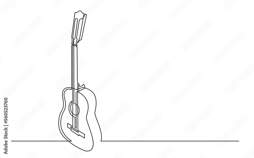 continuous line drawing classical acoustic guitar - PNG image with ...