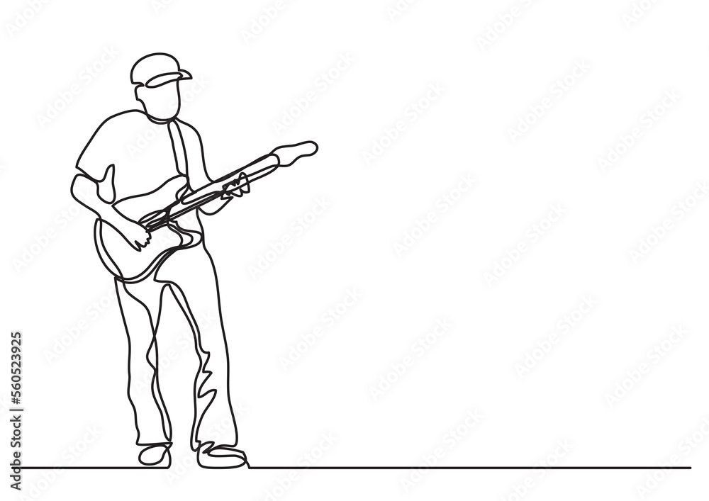 continuous line drawing playing guitarist - PNG image with transparent ...