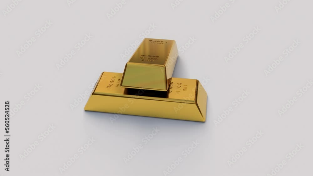 Two Gold Bars Stacked Spin shot, Stack of Gold Bullion Bars, Fine Gold ...