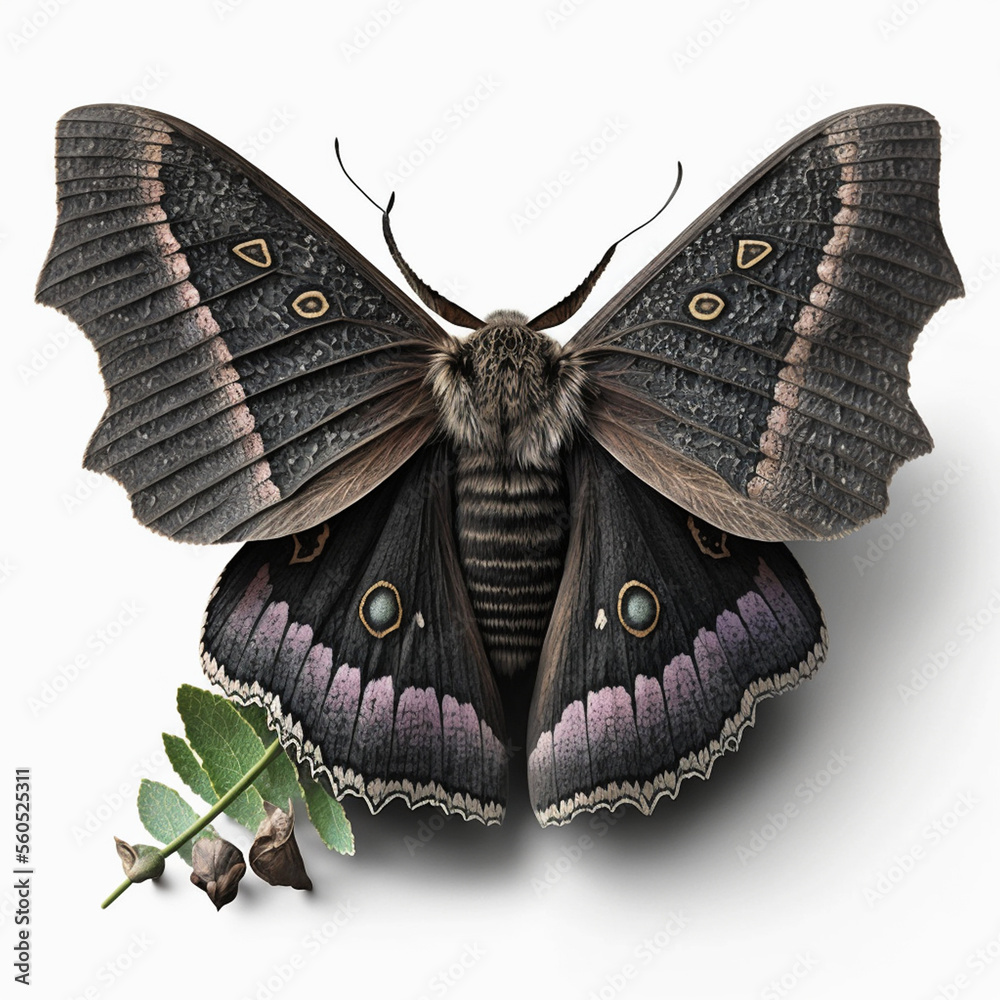 Black Witch Moth full body image with white background ultra realistic ...