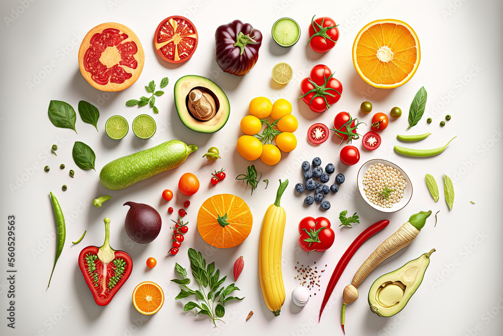 Healthy eating background studio photography of different fruits and ...