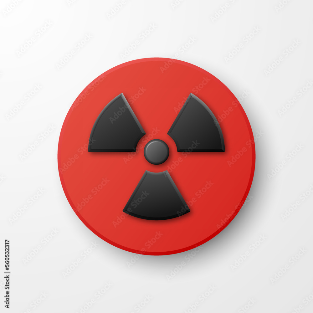 Vector 3d Realistic Round Red and Black Warning, Danger Nuclear Symbol ...